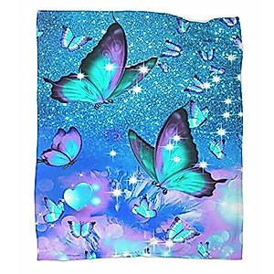 Butterfly Throw Blanket Super Soft Lightweight Flannel Fleece Blankets for Bed Couch Sofa, All Season Warm Cozy Plush Microfiber Blanket 60x50 inches