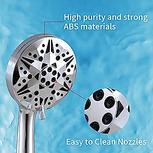 High Pressure Shower Head with Handheld,10-Modes Shower Head Built-in Super Power JET & FAN Wash Function with Filter & 60''Stainless Steel Hose and Adjustable Bracket