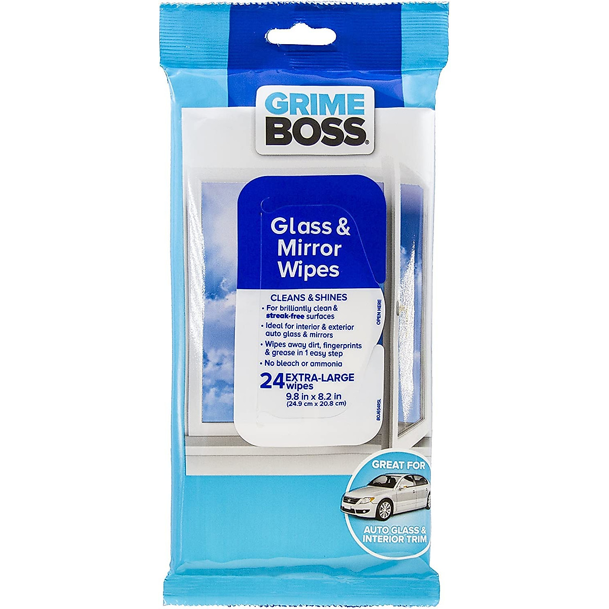 Grime Boss Car Cleaning Auto Kit | Features Heavy Duty Hand & Surface Wipes, Microfiber Cloths, and Glass & Mirror Wipes