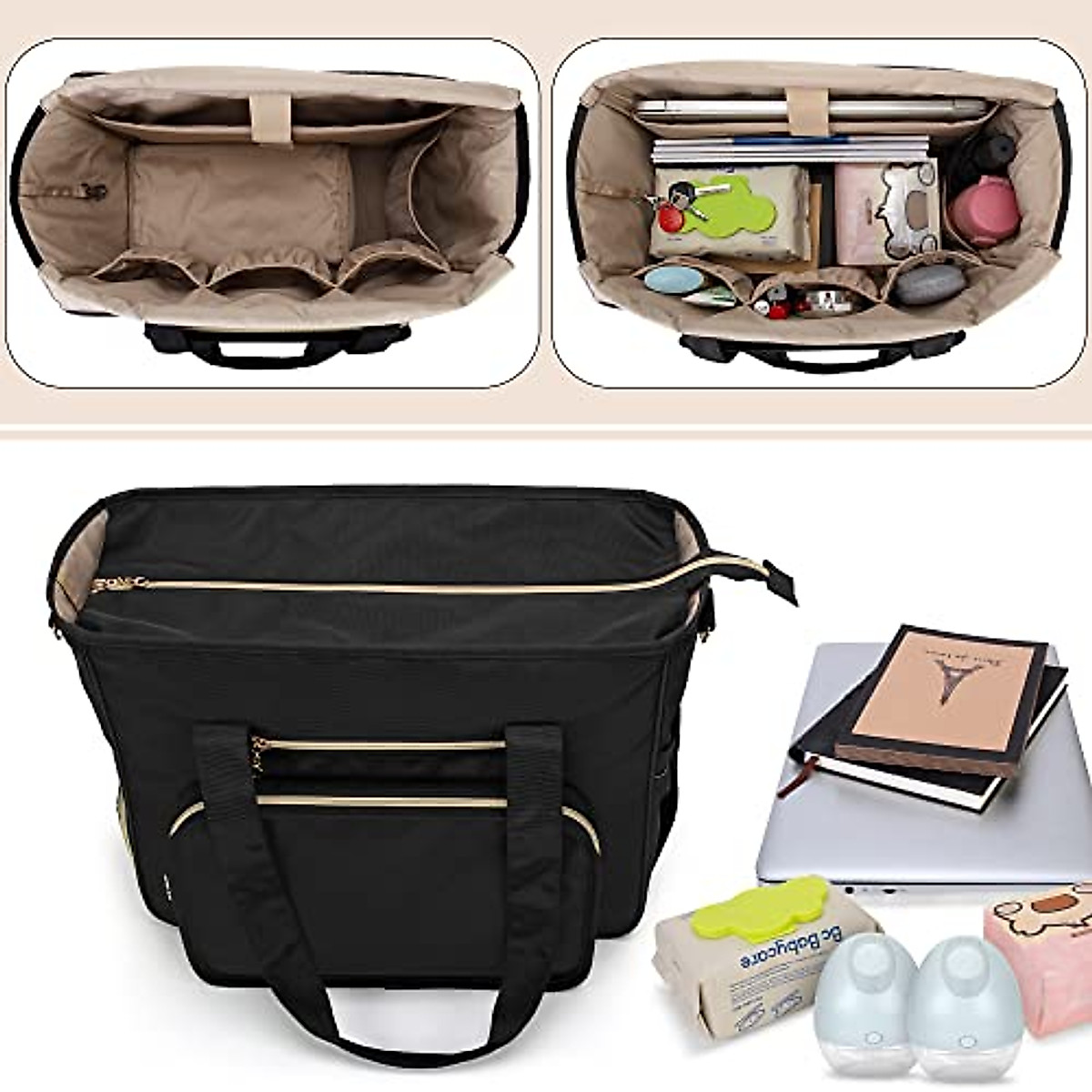 BAFASO Wearable Breast Pump Bag with Cooler and Laptop Sleeve (Compatible with Willow, Elvie Breast Pump and Momcozy S12 Pro), Pumping Bag for Working Moms (Patent Pending), Black
