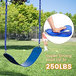 Swing for Outdoor Swing Set - Pack of 1 Swing Seat Replacement Kit with Heavy Duty Chains - Backyard Swingset Playground Accessories (Blue)