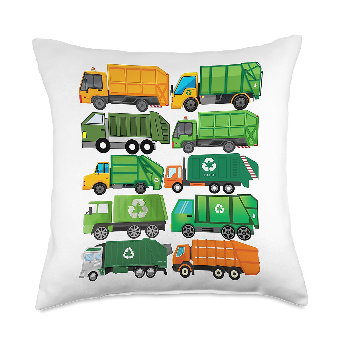 Garbage Truck Recycling Day Trash Waste Separation Birthday Throw Pillow