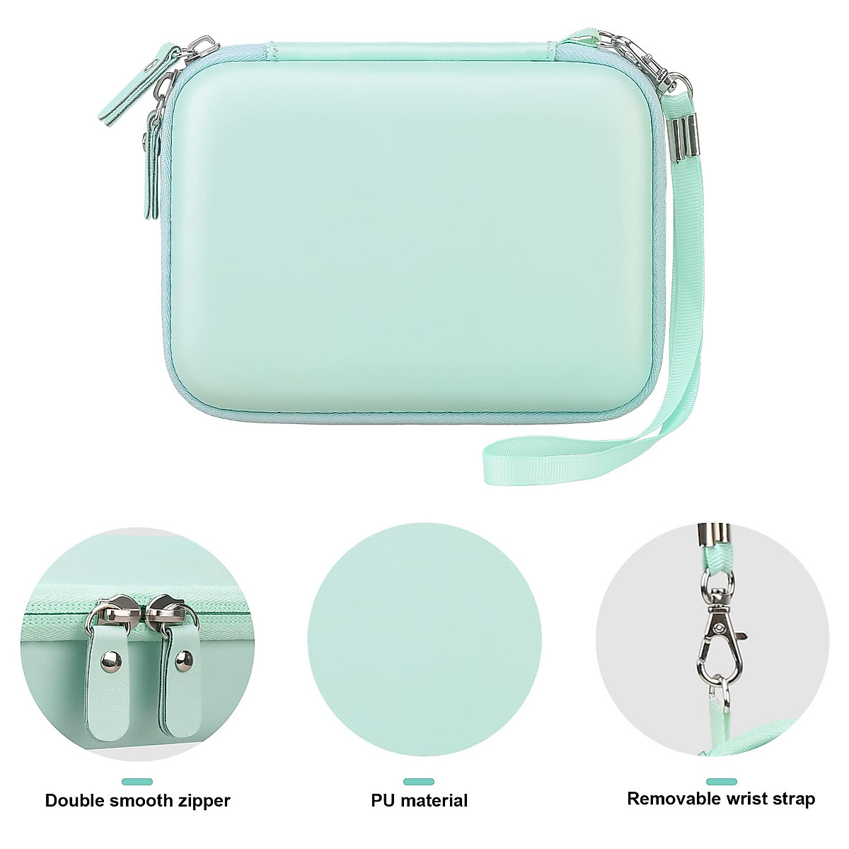 Canboc Hard Case for Phomemo D30 D35/Memoking D30/NIIMBOT D11 Label Maker, Portable Thermal Bluetooth Mini Label Printer Storage Bag, Mesh Bag fit Label Paper Tape Cable, Mint Green