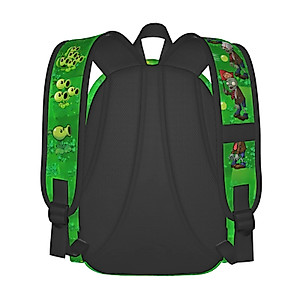 lyneeo Green Plants Backpack Lightweight Durable Zombies Laptop Bag Large Capacity Bookbag Adjustable Strap For Vacations Travel Camping Casual Backpack Gift For Women Men