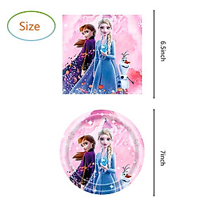 Pink Frozen Birthday Party Supplies, Include 20 Plates and 20 Napkins, for Pink Frozen Theme Birthday Party Decorations
