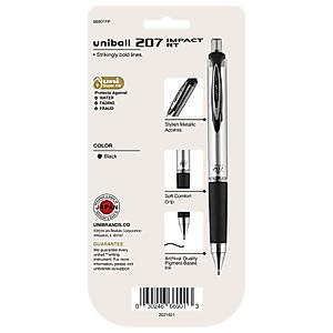 Signo 207 Impact RT Gel Pens, Professional Black Ink, Gel Ink Pens with 1.0mm Bold Points, Gel Pen Pack of 4, Black Pen for Office Supplies, School Supplies, & Home Supplies, Black Gel Ink Pens Bulk