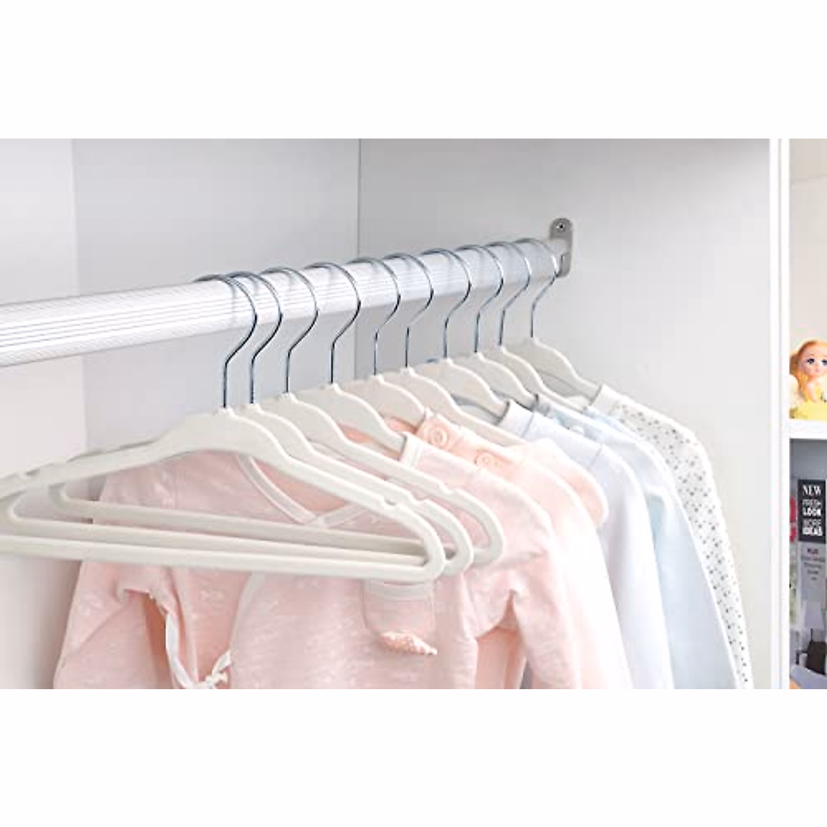 ManGotree Baby Velvet Clothes Hangers, Kids Toddler Children’s Hangers for Clothes Space Saving Non-Slip (30 Pack, Cream)