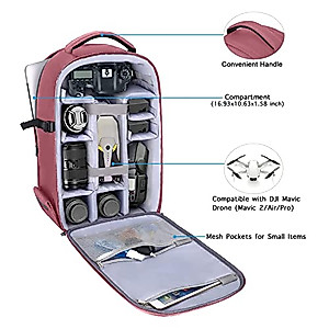 MOSISO Camera Backpack, DSLR/SLR/Mirrorless Photography Camera Bag 15-16 inch Waterproof Hardshell Case with Tripod Holder&Laptop Compartment Compatible with Canon/Nikon/Sony, Dusty Rose