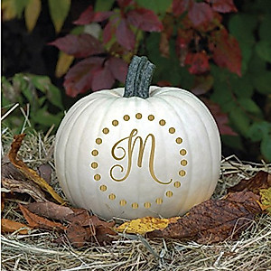 Monogram Halloween Vinyl Decal | Personalized Pumpkin Decor | Customized Letter with Circle of Dots Halloween Home Decor, Thanksgiving, or Fall Harvest Decorations| Decal Only | CustomVinylDecor