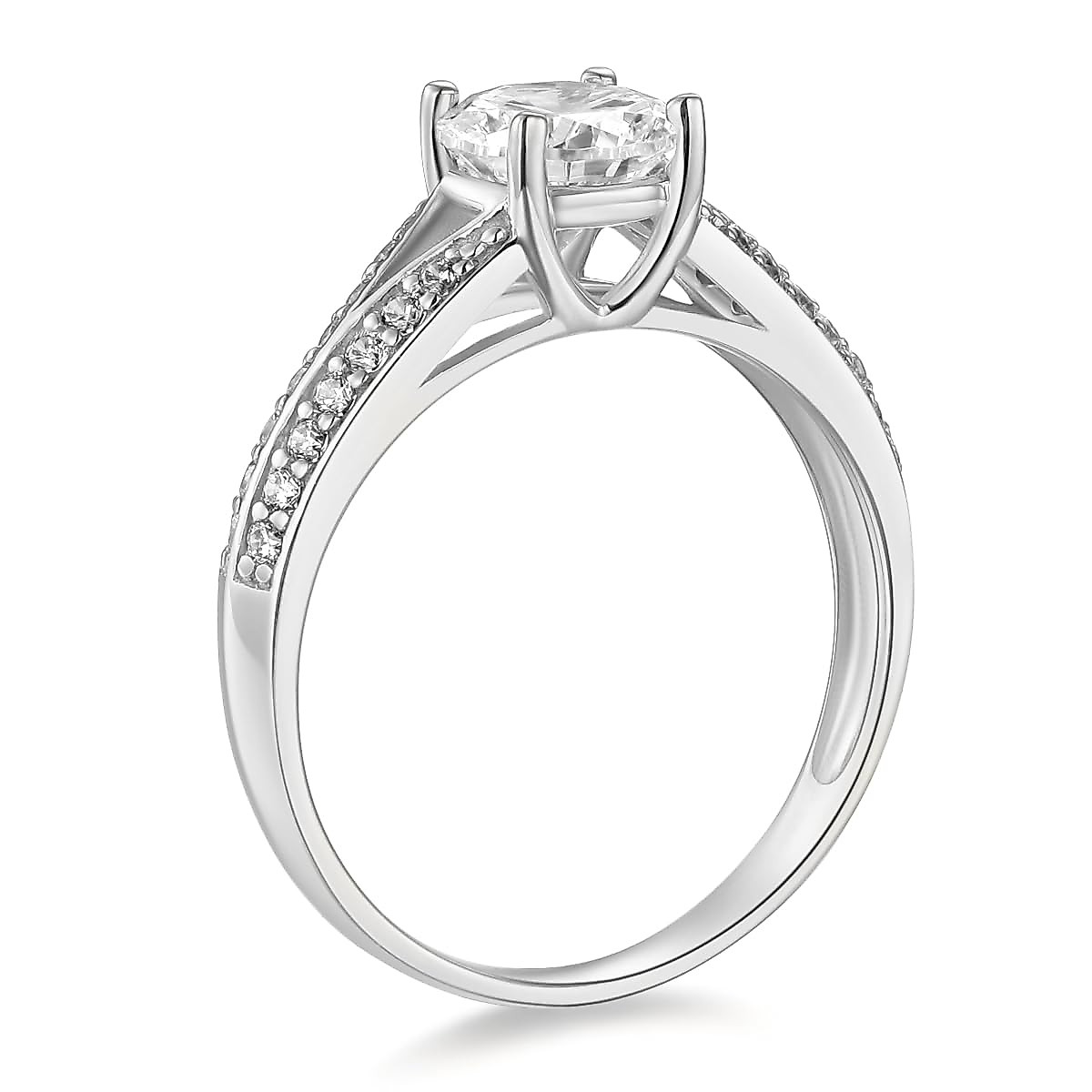 14k White Gold Solid Wedding Engagement Ring - Size 4