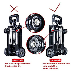 Falytemow Compact Folding Hand Truck Dolly 110 lbs Capacity 4 Wheels Portable Utility Moving Shopping Cart Fold up Trolley Adjustable and Lightweight for Luggage Personal Travel Moving and Office Use