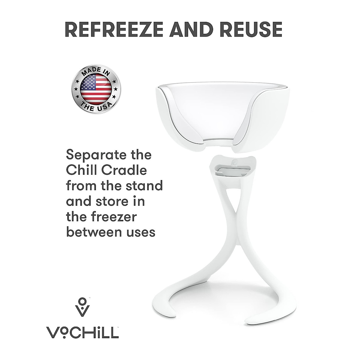 VoChill Stemmed Wine Glass Chiller | Smart & stylish | Radically cool wine tool – keeps wine perfectly chilled in your glass | Refreezable Chill Cradle actively chills (Quartz, Single VoChill)