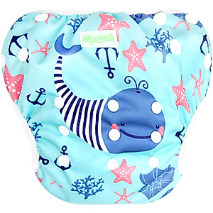 wegreeco Baby & Toddler Snap One Size Adjustable Reusable Baby Swim Diaper (Sea-Elves, Large, 3 Pack)
