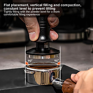 53mm Coffee Tamper, Espresso Tamper with Calibrated Spring Loaded, Constant 30lb Tamper Tool, Depth Adjustable, Stainless Steel Base Aluminum Handle and Walnut top Cover, Thread