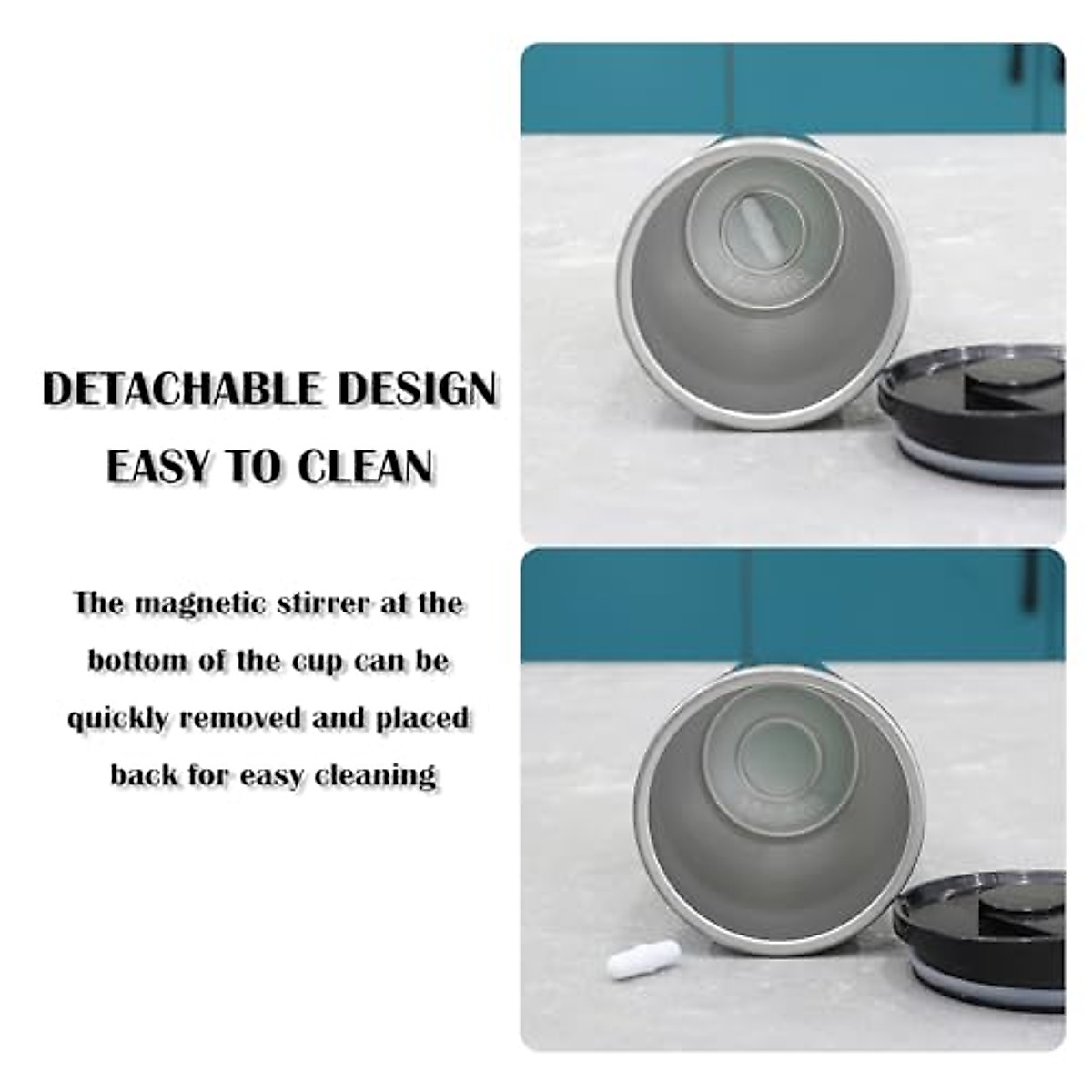 daasigwaa Rechargeable Self Stirring Mug - Magnetic Electric Auto Mixing Stainless Steel Cup for Office/Kitchen/Travel/Home Coffee/Tea/Hot Chocolate/Milk-400 ml/13.5 oz(Black)