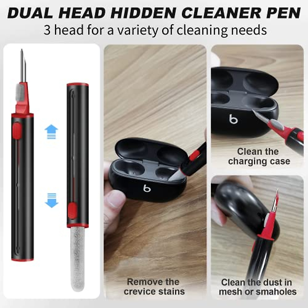 MOLOVA Silicone Case Cover for 2021 New Beats Studio Buds,Comes with Cleaning Pen, Anti-Lost Shockproof Protective Case Cover for Beats Studio Bud Easy Carrying Replacement Case with Carabiner（Black）