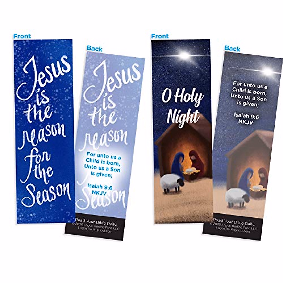 Religious Christmas Bookmarks, Christian Holiday Bookmark Greeting Cards Assortment Set, 6 Designs, 42 Total Cards, Scripture Card Bookmark Variety Pack