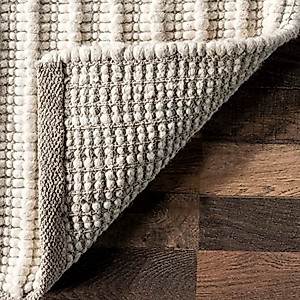 nuLOOM Dorene Contemporary High-Low Striped Wool Area Rug, 8x10, Ivory