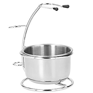 Nunafey Shaving Stand and Bowl Set,Multi?function Practical Metal Shaving Brush Holder Stainless Steel Razor Soap Stand Bowl,Shaving Brush Stand for