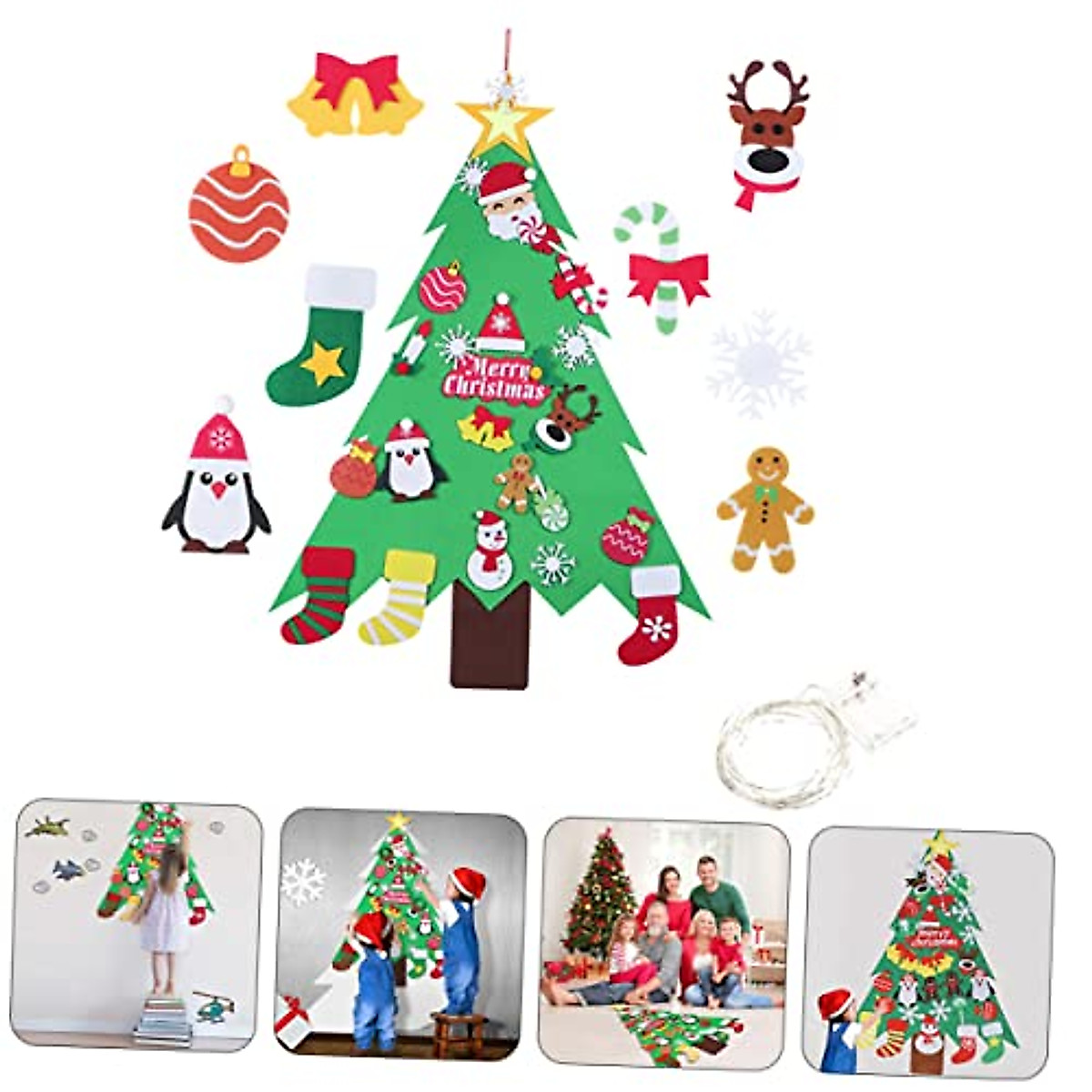 TOYANDONA Felt Christmas Tree Toddler Gift Kids Suit Blush Decor Childrens Nativity Set for Kids Felt Xmas Tree Ornament Xmas Party Favor Xmas Decorations Christmas Wall Hanging Without 3d