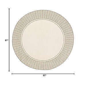 Livabliss Hampshire Solid Border Outdoor Area Rug, 7'3" Round, Brown