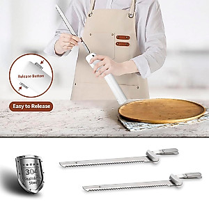 Cushore Cordless Electric Knife Rechargeable Easy-Slice Bread Knife with 4 Reciprocating Serrated Stainless Steel Blades, Carving Meats, Poultry, Bread, White