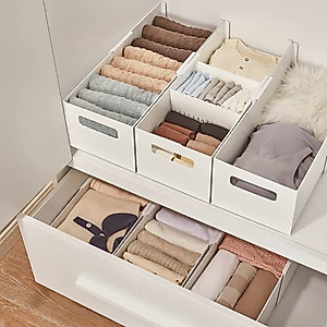 WELLHONG Long 19.69 inch Kitchen Adjustable Organizer and Storage bins, Front Dip Opening Organization with Handle for Cabinet, Shelf, Closet, Cupboard - 1Pack - Pure White