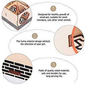 Hemobllo Hamster Wooden House, Hamster Maze Tunnel Toy, Small Pet Animals Activity Gerbil Labyrinth Dwarf Hamster Play Toys Maze Tunnel Mice Wooden Funny Toy Hamster Tubes