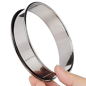 FANGSUN 4 Inch English Muffin Rings, Stainless Steel Crumpet Rings, Tart Rings for Baking, Double Rolled Nonstick Round Cake Ring, Metal Pastry Ring Mold for Dessert Food Making Tool