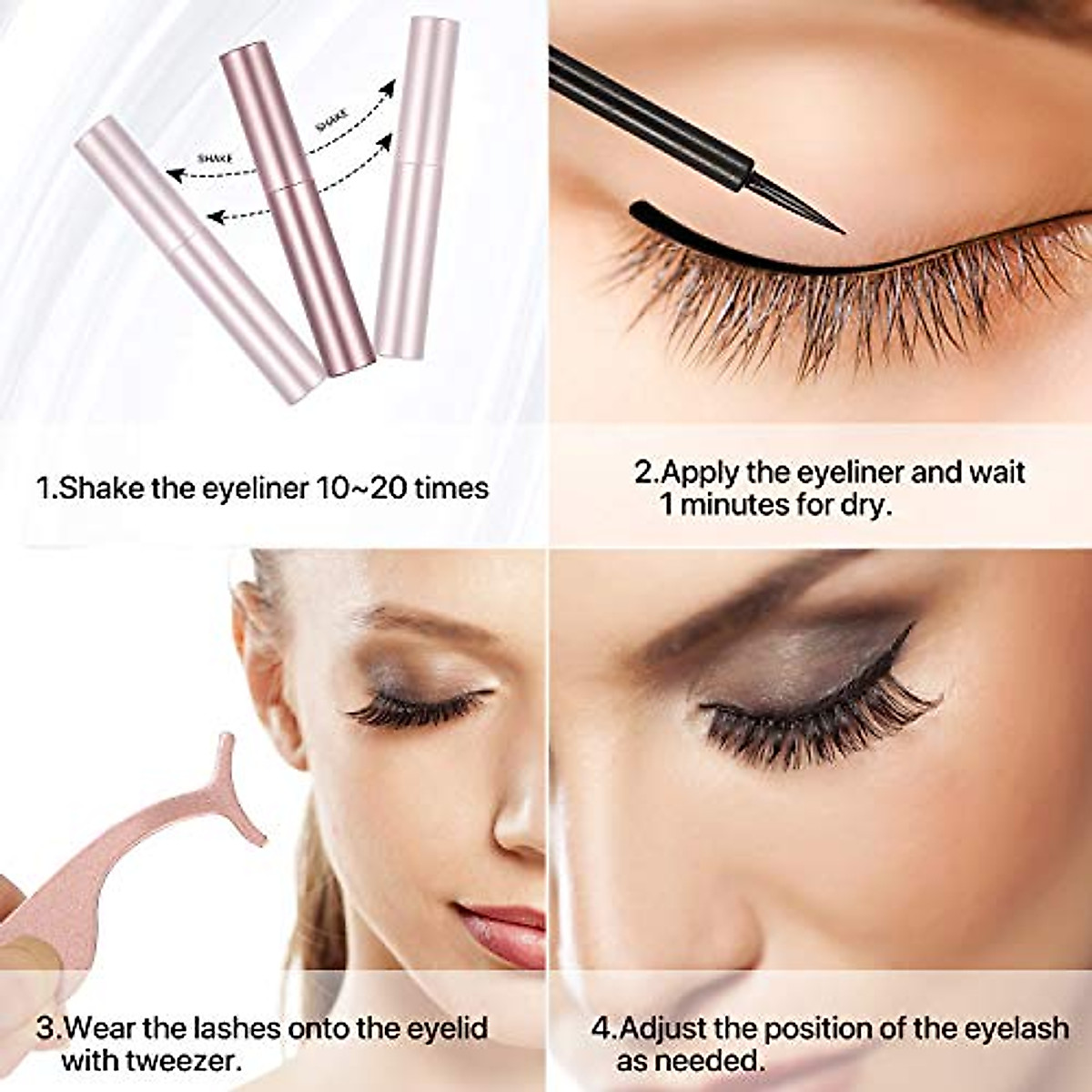 Magnetic Eyelashes With Magnetic Eyeliner,2022 Upgraded Reusable 3D Magnetic Eyelashes And Eyeliner Kit,Fluffy Eyelashes Magnetic with 2 eyeliner,magnético pestaña,No Glue Needed.