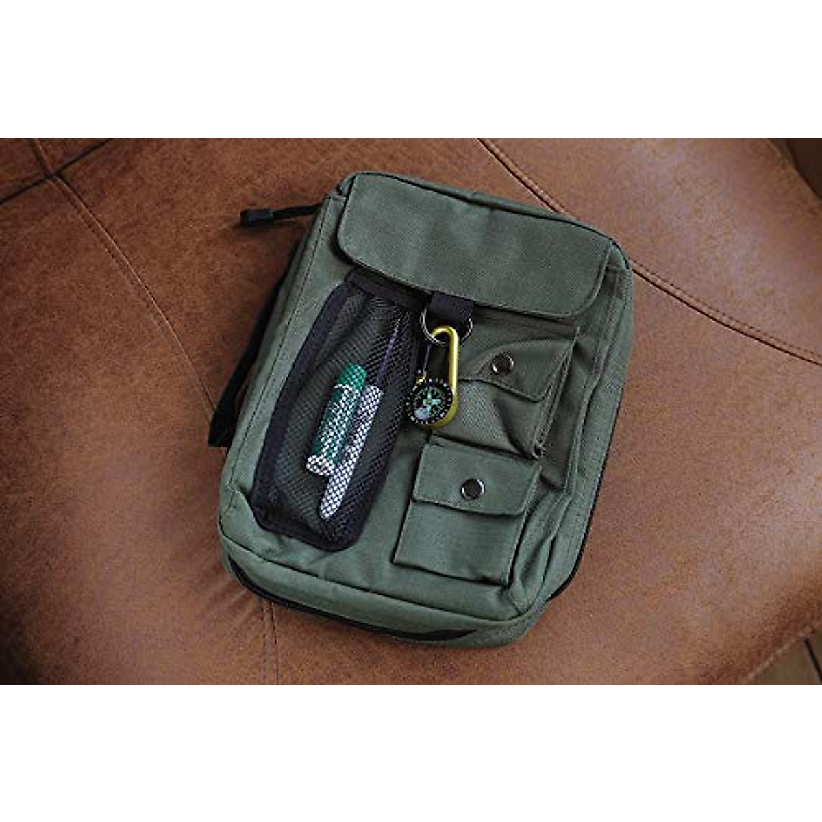 Compass Bible Cover, Zippered, with Handle, Nylon, Green, Large