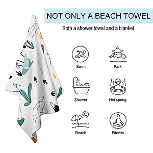 My Little Nest Bath Towels Quick Dry Bathroom Towels Varied Dinosaurs Palm Trees Absorbent Shower Towels Soft Hand Towel Wash Cloths for Spa Pool Hotel Gym 31" x 51"
