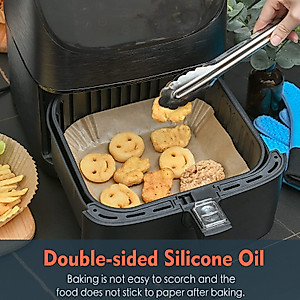 [3-Size] Air Fryer Disposable Paper Liner Compatible with COSORI Air Fryer Toaster Oven, Non-stick Air Fryer Parchment Paper Baking Accessories (100Pcs - 9.1 Inch Square, Natural)