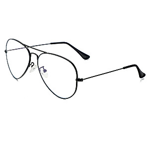 JOVAKIT Aviator Clear Lens Glasses for Women Men Non-prescription Eyeglasses Blue Light Blocking Lens Metal Frame (Black)