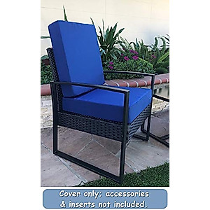 CozyLounge Indoor Outdoor Water Repellent High UV Resistant Patio Chair Cushion Cover (24"x24"x4" (4 Covers), Majestic Royal)