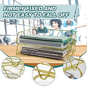 Yeaqee 4 Tier Stackable Paper Tray Gold Desk Organizer Rack Metal Letter Desk File Organizer Horizontal Holder File Trays for Desk Office Desktop School Supplies and Accessories