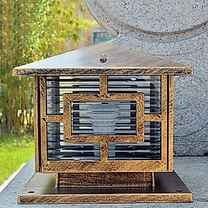 MODEBHD European E27 Column Lights Continental Victoria 1-Light Glass Lantern Bronze 25CM Column Lamp Outdoor Table Lamp Modern Simple Aluminum Waterproof Street Post Light Decoration Illumination