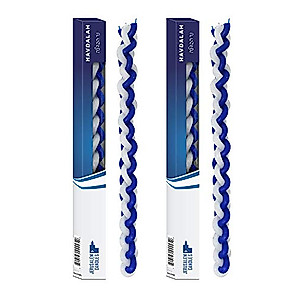 Jerusalem Candles Havdalah Candle - Braided Blue and White - Flat Havdallah Candles - 2 Pack