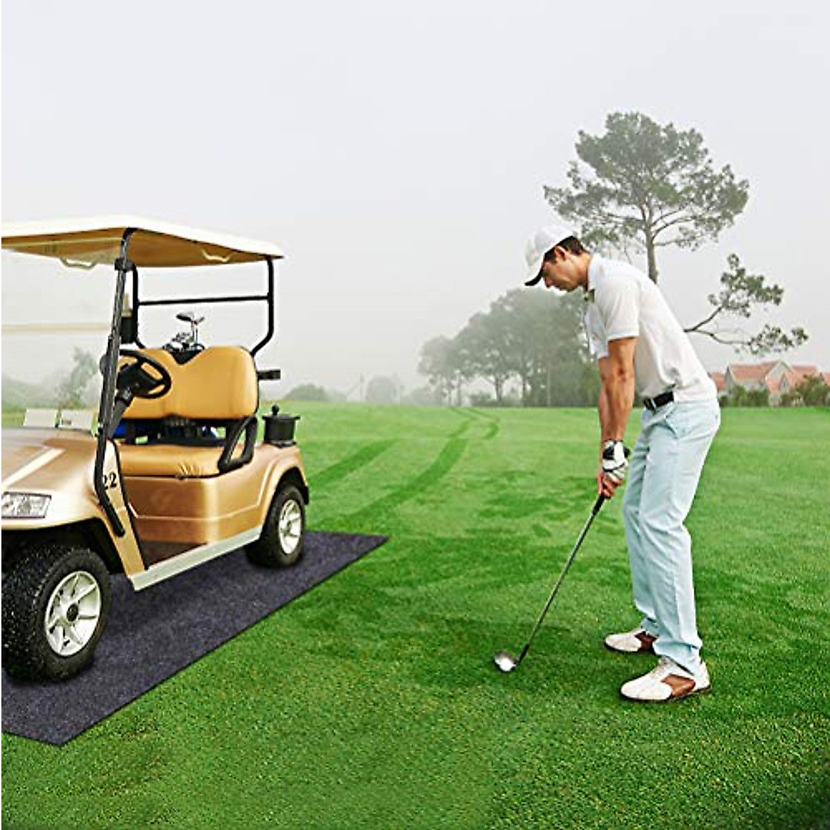 Sensko Garage Floor Mat，Shearable，Absorbent Oil Mat—Floor Mat for Golf Carts，Indoor Parking Mat-Absorbent Felt and Leak-Resistant Anti-Slip Backing，Washable(5.9 ft x 14.7 ft)