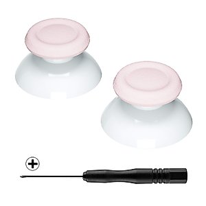 eXtremeRate Cherry Blossoms Pink & White Dual-Color Replacement 3D Joystick Thumbsticks for PS5 Controller, Analog Thumb Sticks with Screwdriver for PS4 Slim Pro Controller