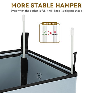 SOLEDI Laundry Hamper with Lid 100L Large & Tall Collapsible Laundry Basket, Clothes Hamper with Bag Removable Easy to Carry, Dirty Hampers for Bedroom, Bathroom, Dorm, College, Blue Grey