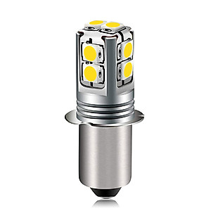 Ruiandsion Upgrade LED Flashlight Bulb 6-40 Volt P13.5S Base LED Bulb White 6V 9V 12V 18V 19.2V 24V Replacement for Flashlight Torch Lantern Work Lights,Non-Polarity