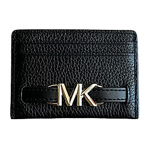 Michael Kors Reed Large Card Holder Wallet MK Signature Logo Leather (Black)