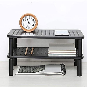 WALI Monitor Stand Riser, Adjustable Laptop Stand Riser Holder, 3 Height Adjustable Underneath Storage for Office Supplies (STT003-2), 2 Pack, Black