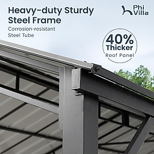 PHI VILLA 10 x 20 ft Carport Metal Carports with Galvanized Steel Roof, Sturdy Heavy Duty Metal Carport for Cars, Boats, and Tractors