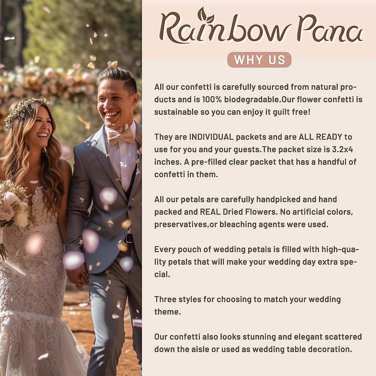 RainbowPana 50 Pack Wedding Confetti | Dried Flower Petals, Jasmine Buds | Biodegradable Flower Petals for Weddings, Wedding Confetti, Dried Flower Confetti | Wedding Send Off, Exit, Tosses