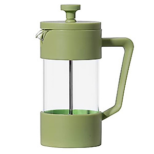 OGGI French Press Coffee Maker (12oz)- Borosilicate Glass, Coffee Press, Single Cup French Press, 3 cup Capacity, Olive
