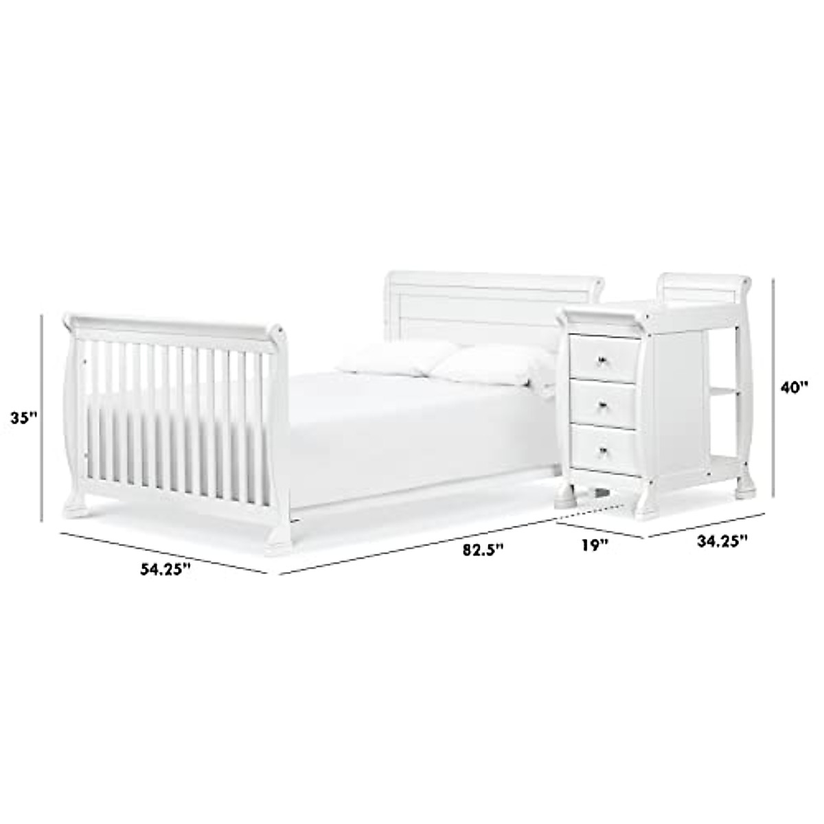 DaVinci Full-Size Conversion Kit (M5589) for Kalani Crib and Changer Combo in White