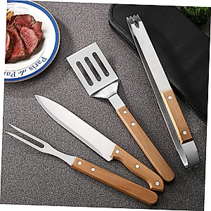 GANAZONO 2 Sets Barbecue and Fork Tools Travel kit Stainless Steel Flatware kit Barbecue Cutter Grilled Serving Fork Brisket Slicing Grill Tool kit BBQ Barbecue Grill Fork