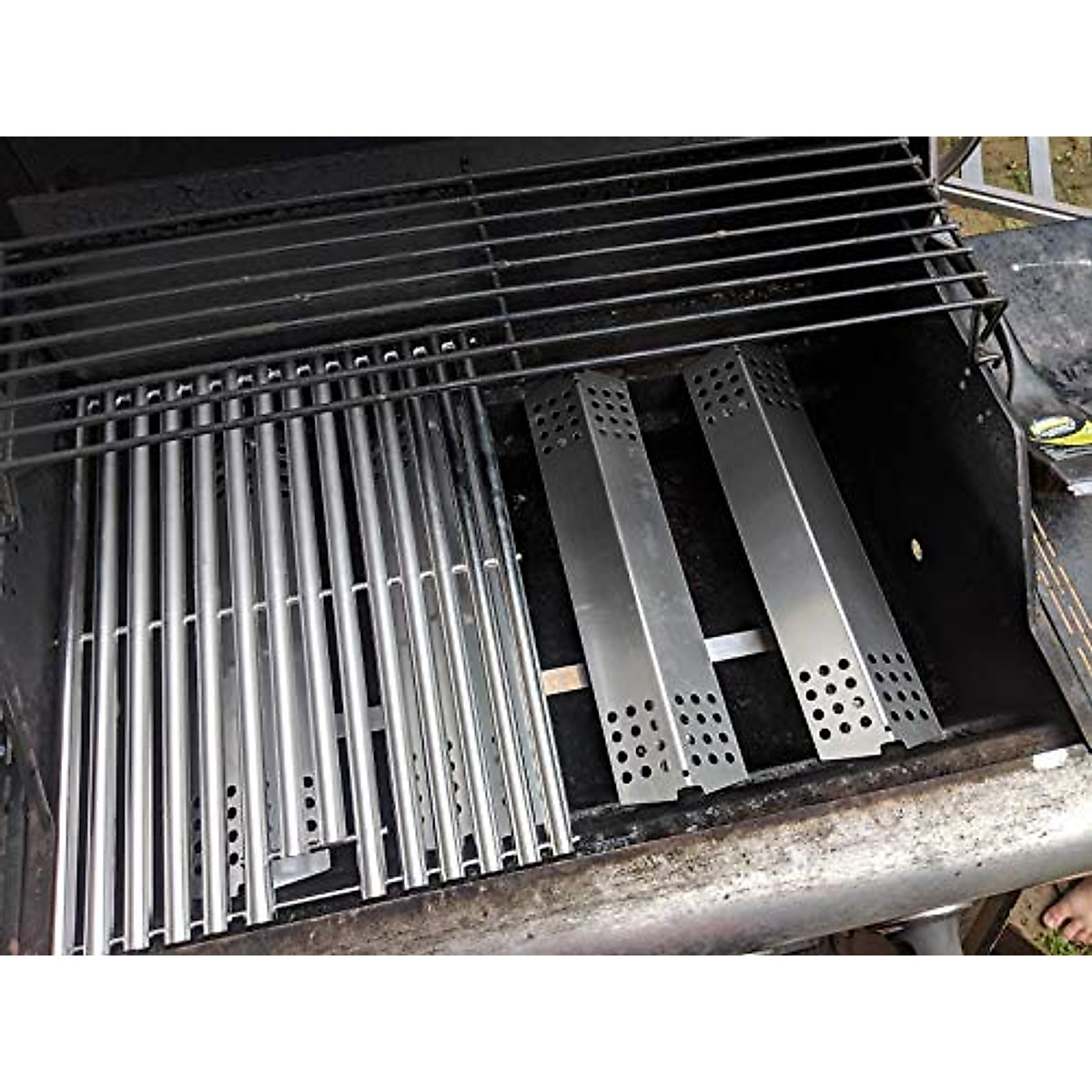 Adviace Grill Replacement Parts for Charbroil 463449914, 463241113 Gas Grills, Pipe Burner Tube, Heat Plate Tent Shield, Crossover Tube for CharBroil Commercial 4-Burner Gas Grills